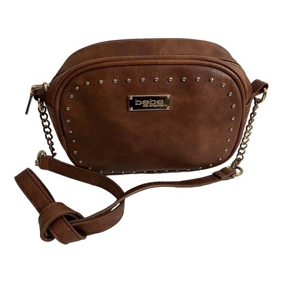 bebe | Bags | Bebe Shelly Crossbody Handbag With Gold Studs Chain ...